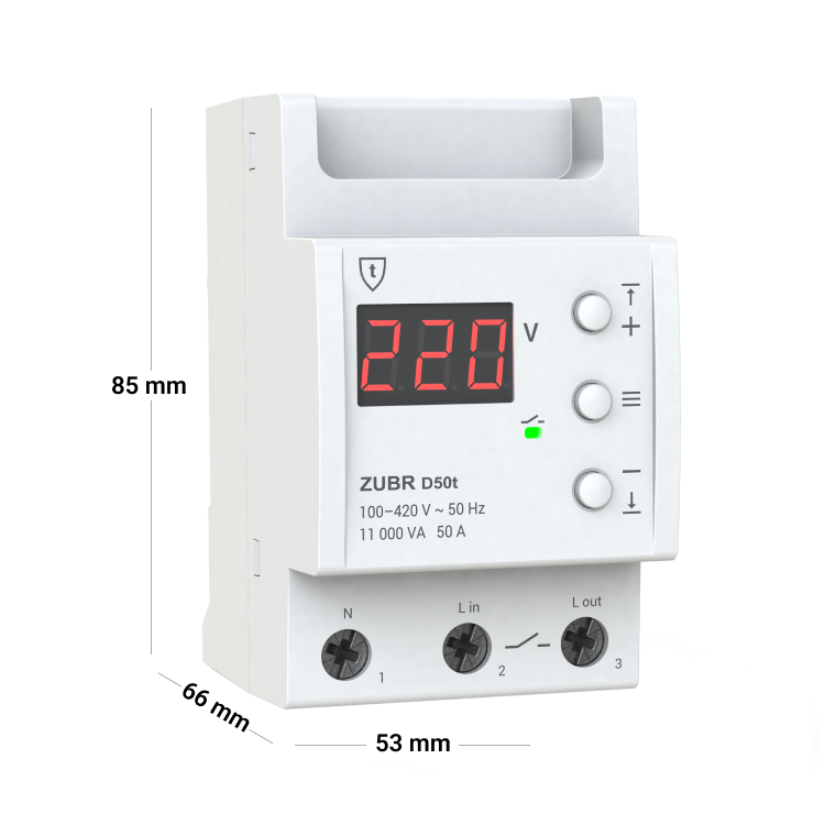 Voltage relay ZUBR D50t with thermal protection| ds-electronics.com.ua
